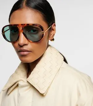 Bottega Veneta Drop Aviator Sunglasses - Brown
