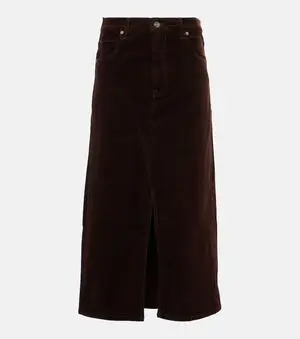FRAME Corduroy Midi Skirt In Espresso