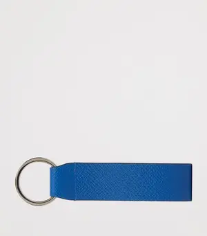 Smythson Panama Leather Keyring - Blue