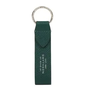 Smythson Panama Leather Keyring - Green
