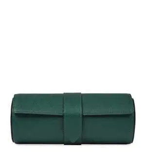 Smythson Panama Leather Watch Roll - Green