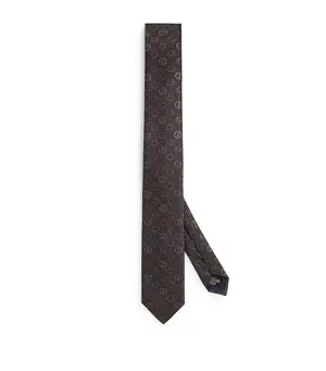 Giorgio Armani Silk Monogram Jacquard Neck Tie - Blue