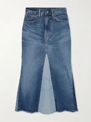 Polo Ralph Lauren Paneled Denim Midi Skirt - Blue