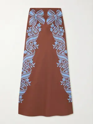 La DoubleJ Sleek Printed Satin Maxi Skirt