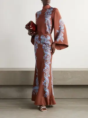 La DoubleJ Sleek Printed Satin Maxi Skirt