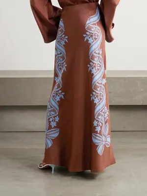 La DoubleJ Sleek Printed Satin Maxi Skirt