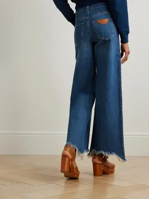 Chloé Cropped Distressed Wide-leg Jeans