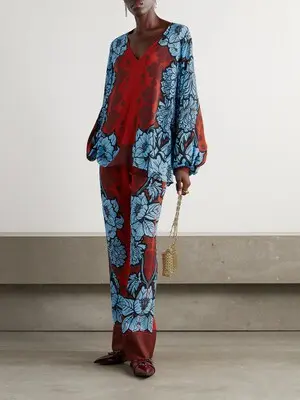 Borgo De Nor Stellan Floral-print Crepe De Chine Blouse