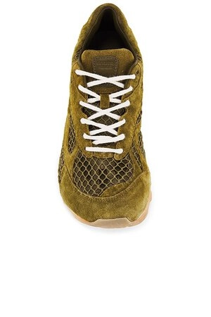 Bottega Veneta Orbit Suede And Mesh Sneakers - Olive Oil