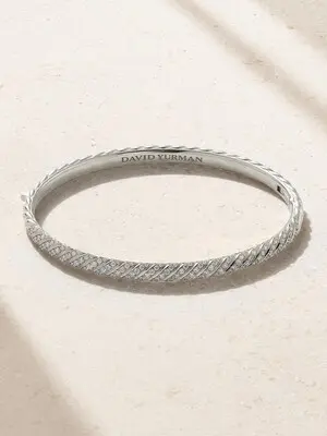David Yurman Sculpted Cable 18-karat White Diamond Bangle - Gold