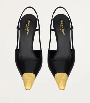 Saint Laurent Leather Jeanne Slingback Pumps - Black