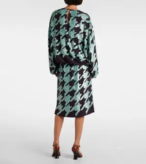 Dries Van Noten Sequined Houndstooth Silk Sweatshirt