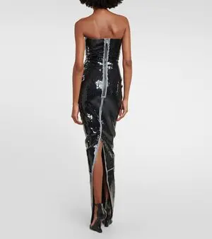 Rick Owens Strapless Sequined Gown