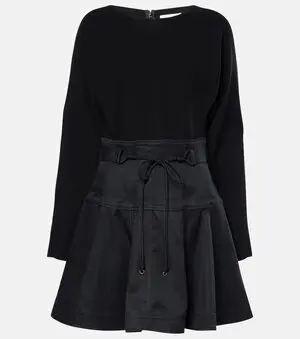 Ulla Johnson Aremi Twill-trimmed Minidress - Black