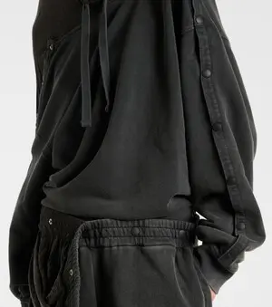 Y/project Oversized Cotton Jersey Hoodie With Buttoned Sleeves