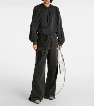 Y/project Oversized Cotton Jersey Hoodie With Buttoned Sleeves