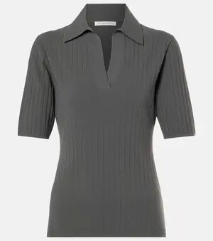 EMILIA WICKSTEAD Ribbed Polo Sweater - Grey