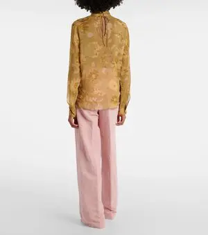 Dries Van Noten Printed Sheer Long Sleeve Top