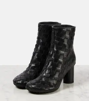Bottega Veneta Intrecciato Leather Ankle Boots