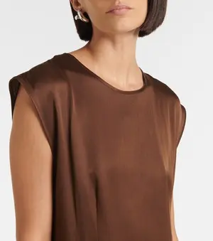 Asceno Rose Silk Satin Maxi Dress