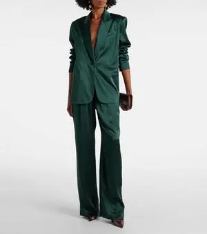 THE SEI Pleated Silk Charmeuse Wide-leg Pants