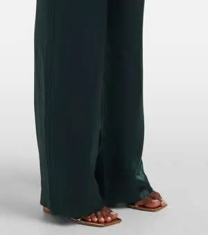 THE SEI Pleated Silk Charmeuse Wide-leg Pants