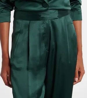 THE SEI Pleated Silk Charmeuse Wide-leg Pants