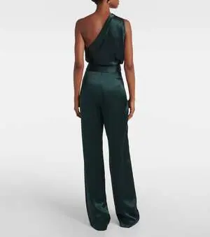 THE SEI Pleated Silk Charmeuse Wide-leg Pants