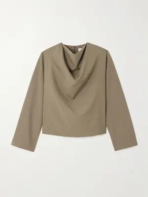 RÓHE Draped Wool Blouse - Brown