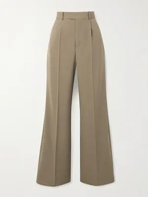 RÓHE Pleated Wool Wide-leg Trousers - Brown