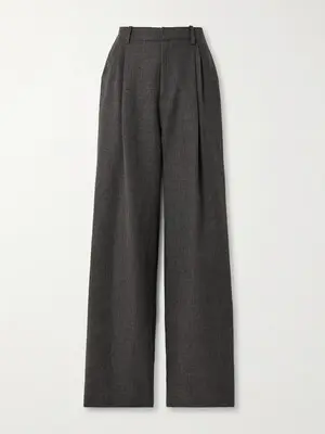 LIBEROWE The Vanguard Annie Pleated Wool Wide-leg Trousers - Gray