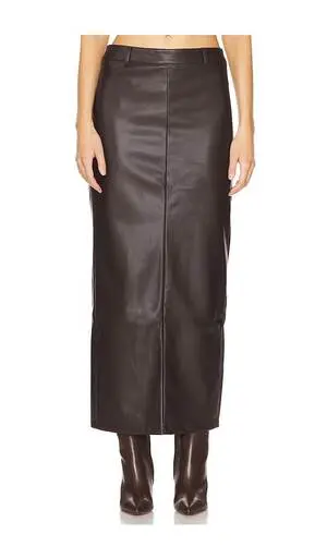 ALL THE WAYS Faux Leather Maxi Skirt - Chocolate