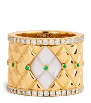 L'ATELIER NAWBAR Bond Street Ring With Diamonds And Emeralds - Gold
