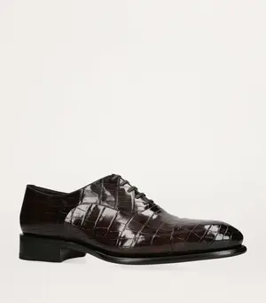 Santoni Crocodile Leather Oxford Shoes