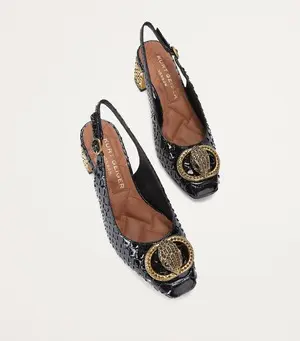 Kurt Geiger Chelsea Slingback Pumps With Embellished Heel And Eagle Head Detail