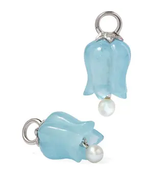 Annoushka White Gold And Aquamarine Tulip Drop Earrings With Pearl - Silver