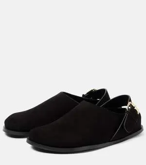 A.emery Suede Buckled Clogs - Black