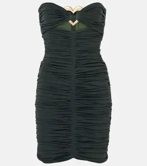 AREA Cutout Ruched Minidress - Green