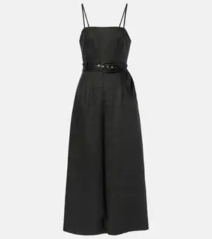 Zimmermann Belted Linen Jumpsuit - Black
