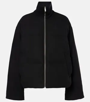 TOTEME Wool-blend Flannel Down Jacket - Black