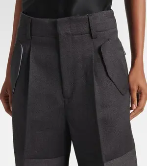 Victoria Beckham Paneled Wide-leg Wool Trousers