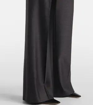 Victoria Beckham Paneled Wide-leg Wool Trousers