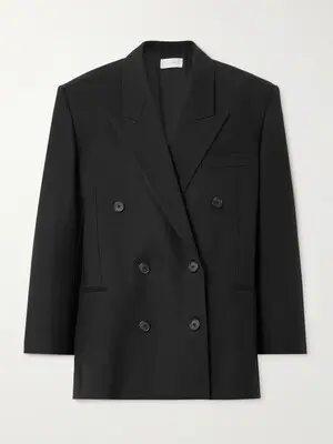 THE ROW Timoty Double-breasted Wool-twill Blazer - Black