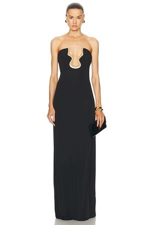 Cult Gaia Abril Gown With Gold-tone Hardware - Black