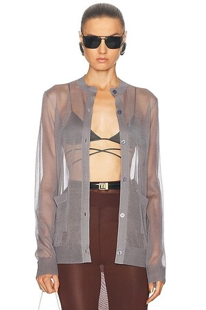 Saint Laurent Sheer Cardigan - Gris Acier