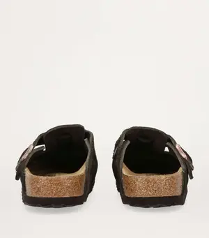 BIRKENSTOCK Suede Boston Clogs - Brown