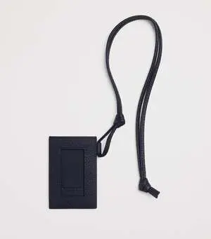 Bottega Veneta Leather Intreccio Badge Holder - Blue