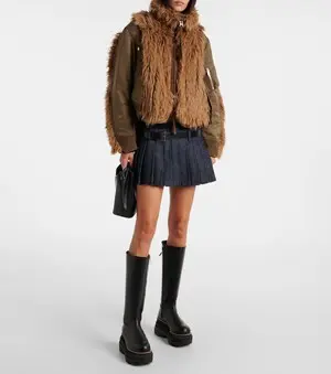 Sacai Faux Fur Trimmed Bomber Jacket