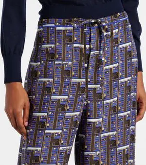 Burberry Checked Silk Straight-leg Trousers - Black
