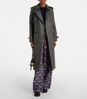 Burberry Checked Silk Straight-leg Trousers - Black